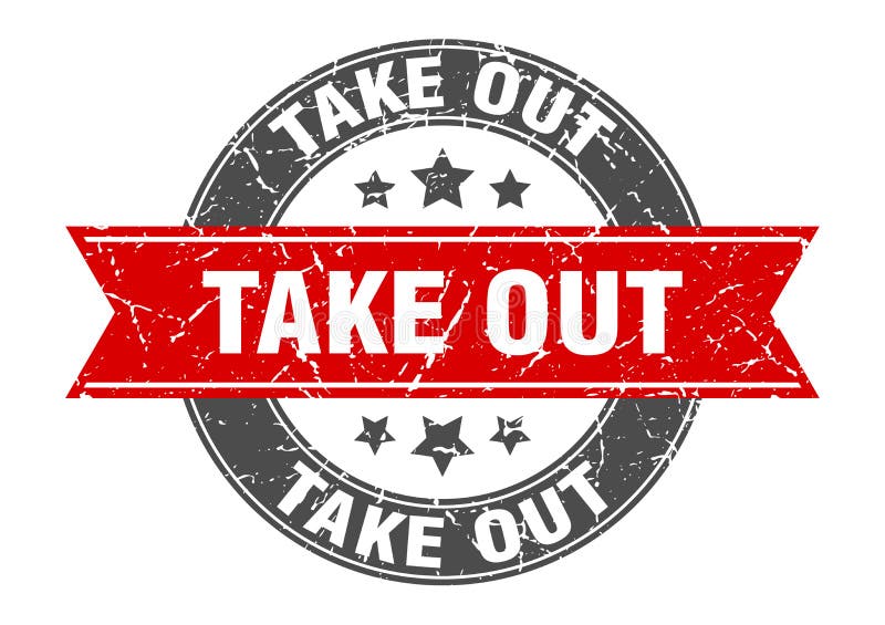 Take Out Round Stamp with Ribbon. Label Sign Stock Vector ...