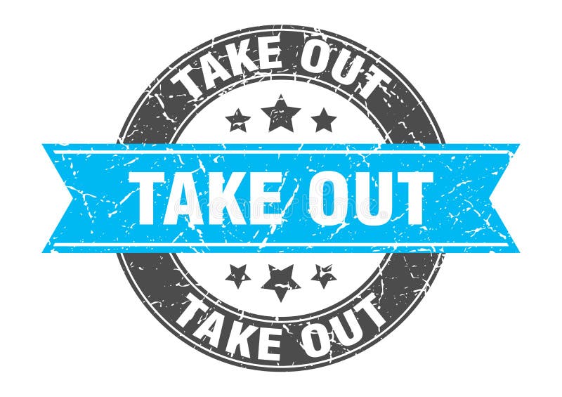 Take Out Round Stamp with Ribbon. Label Sign Stock Vector ...