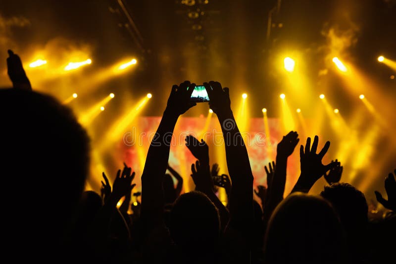 Take Photo in Front of Concert Stage Stock Image - Image of celebration ...