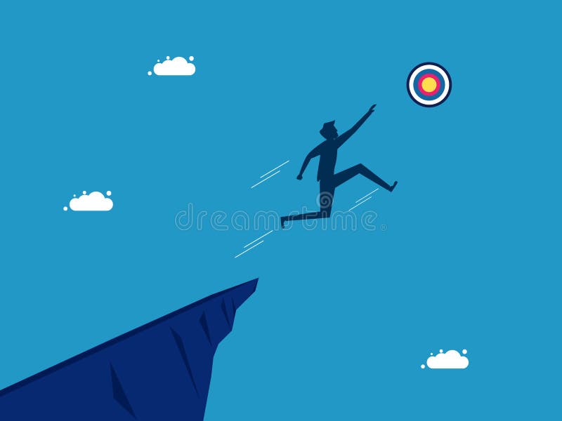 Take Risks To Achieve Your Goals. Man Jumping Out To Grab the Target ...