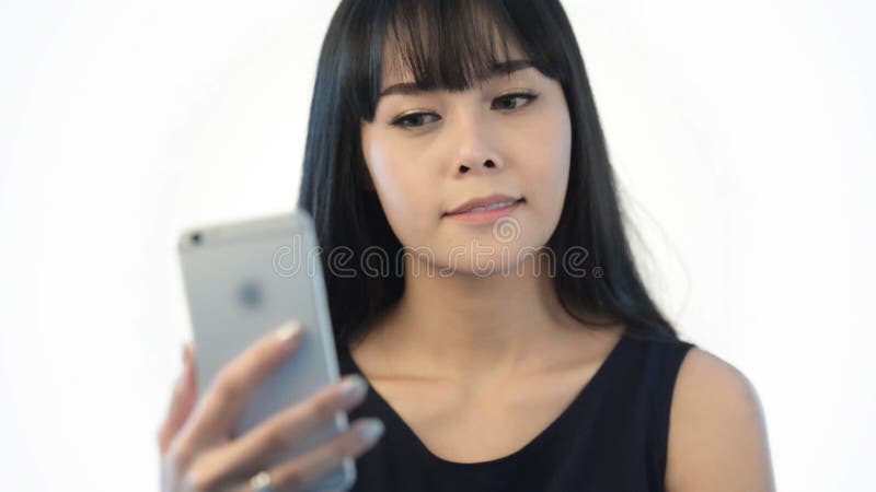 Take a Self Portrait with Her Smart Phone Stock Footage - Video of cute ...
