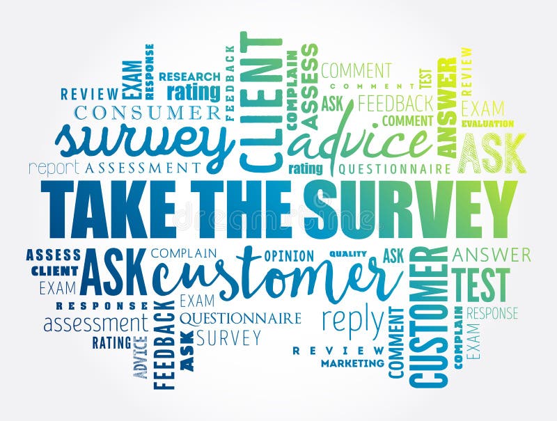 Take the Survey Word Cloud Collage, Business Concept Background Stock ...
