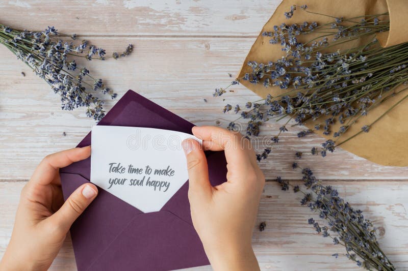 TAKE TIME TO MAKE YOUR SOUL HAPPY Text on Supportive Message Paper Note ...