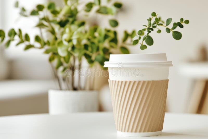 Takeaway Coffee Cup Cardboard Sleeve Bright Modern Cafe Stock Photos ...