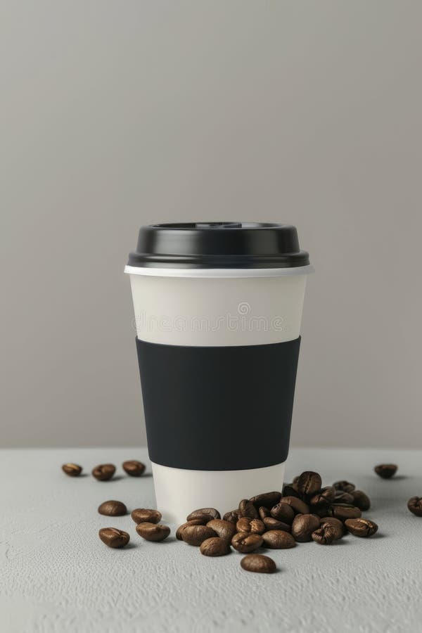 Takeaway Dotted Paper Cup Placed on White Table with Scattered Coffee ...