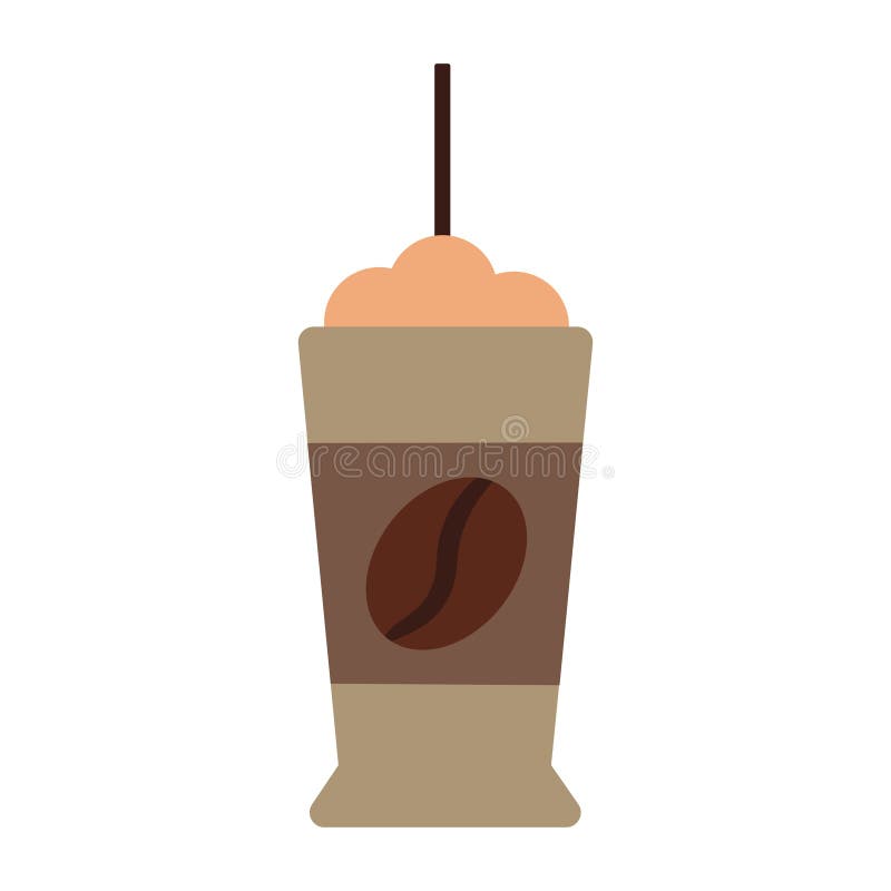 Takeaway Frothy Coffee with Straw in Solid Cartoon Style Stock Vector ...