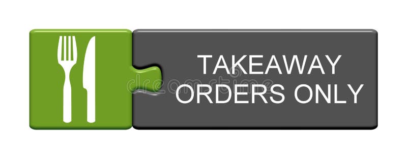 Takeaway Orders only on Green Black Button - 3D Illustration Stock ...