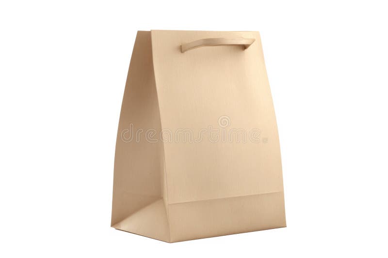 Takeaway Paper Bag Standing Open, Kraft Paper Stock Image - Image of ...