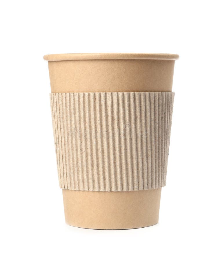 Takeaway Paper Coffee Cup with Cardboard Sleeve Isolated on White Stock ...
