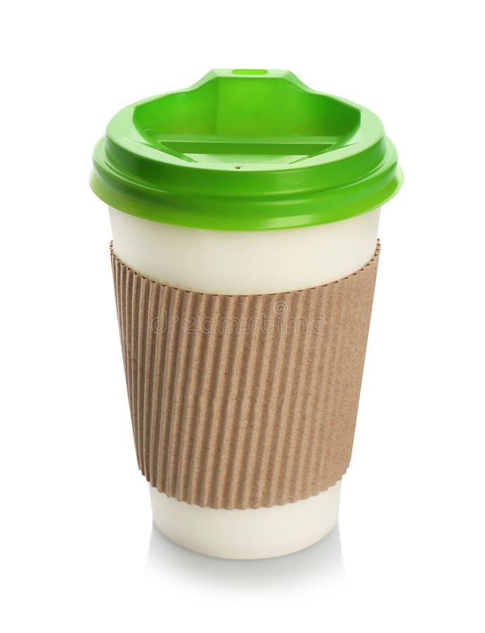 Takeaway Paper Coffee Cup with Lid and Cardboard Sleeve Stock Image ...