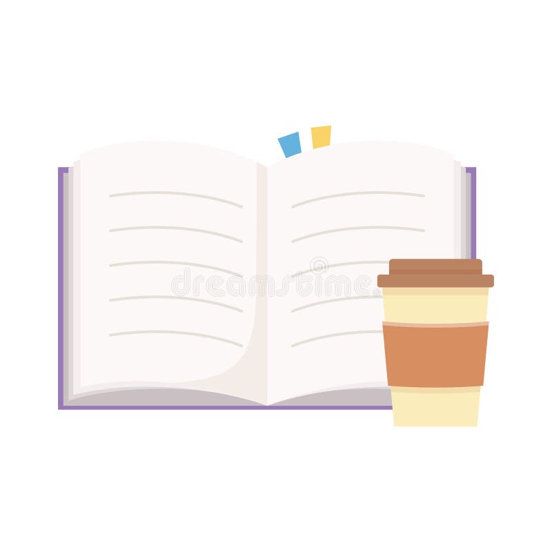 Takeaway Paper Coffee Cup and Open Book Isolated Icon Design Stock ...