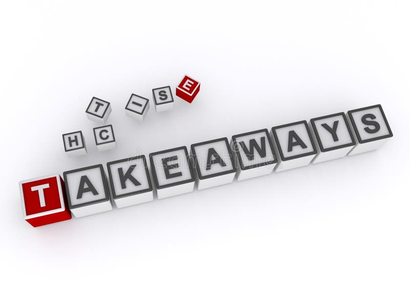 Takeaways Word Block on White Stock Illustration - Illustration of ...