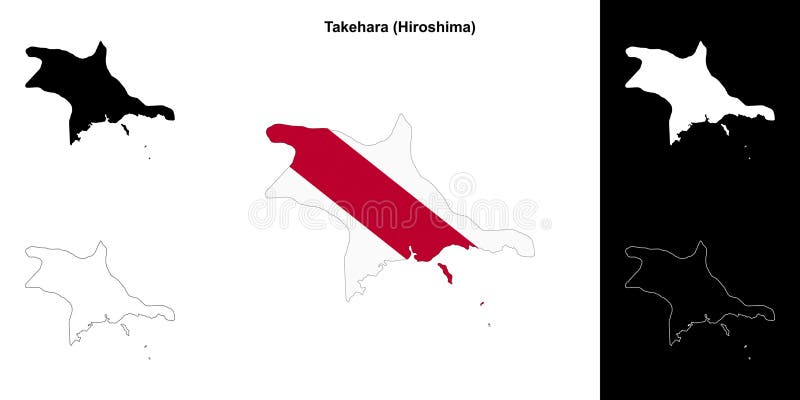 Takehara outline map stock vector. Illustration of municipality - 379361660