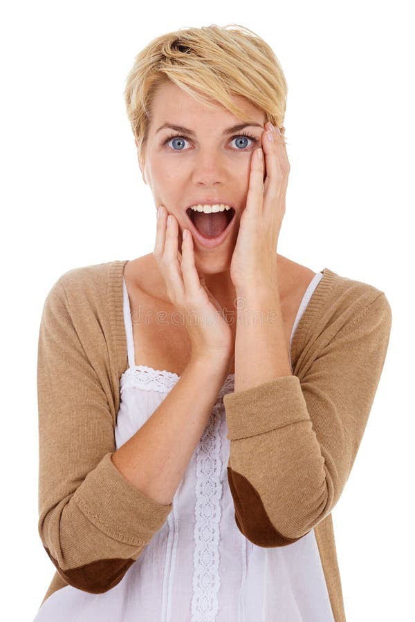 Taken Aback. a Surprised Young Woman with a Hand To Her Face and ... Taken Aback. a Surprised Young Woman with a Hand To Her Face and ...