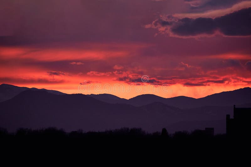 Front-range Sunset in Denver Colorado Stock Photo - Image of clouds ...
