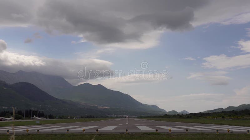 Takeoff Airplane from the Runway of the Airport. Front View Stock Video ...
