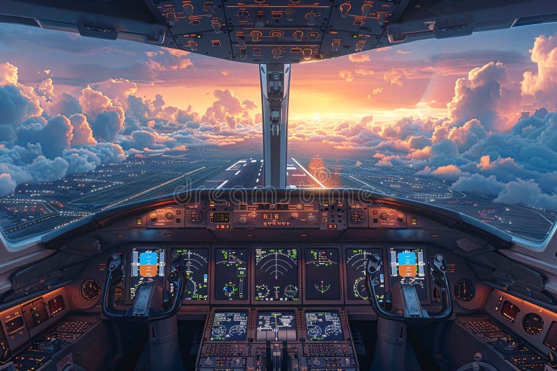 Takeoff View from Inside Airplane Cockpit. Stock Illustration ...