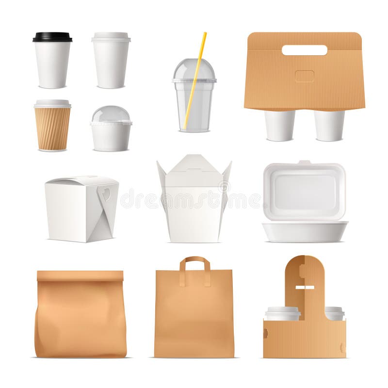 Packaging Fast Food Realistic Set Stock Vector - Illustration of ...