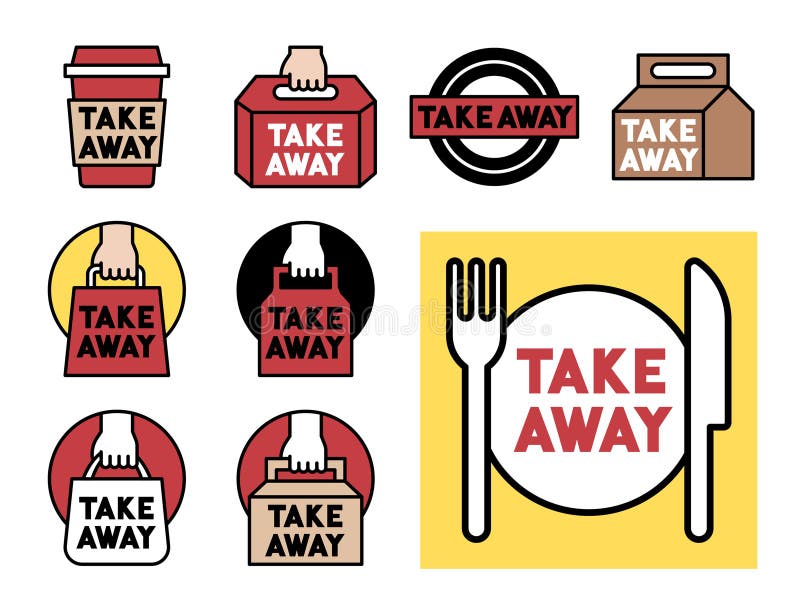 Takeout and Takeaway Icons Set 2 Stock Vector - Illustration of togo ...