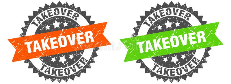 Takeover Band Sign. Takeover Grunge Stamp Set Stock Vector ...