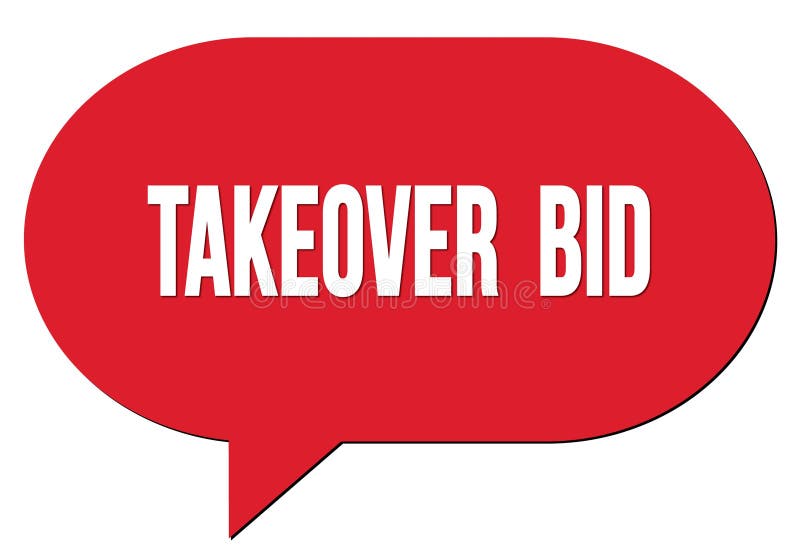 TAKEOVER BID Text on Red Grungy Round Stamp Stock Illustration ...