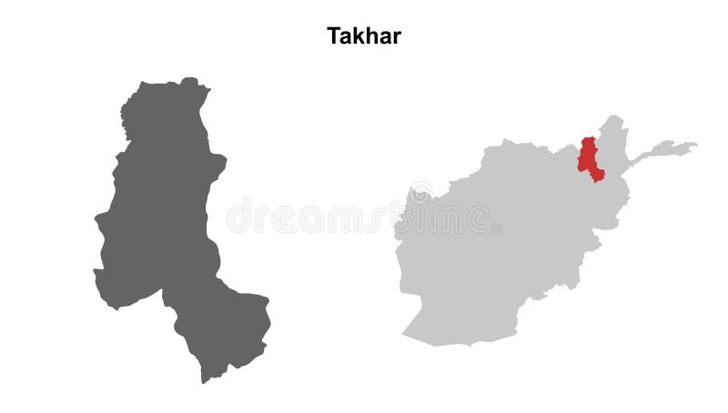 Takhar outline map stock vector. Illustration of afghanistan - 378836778