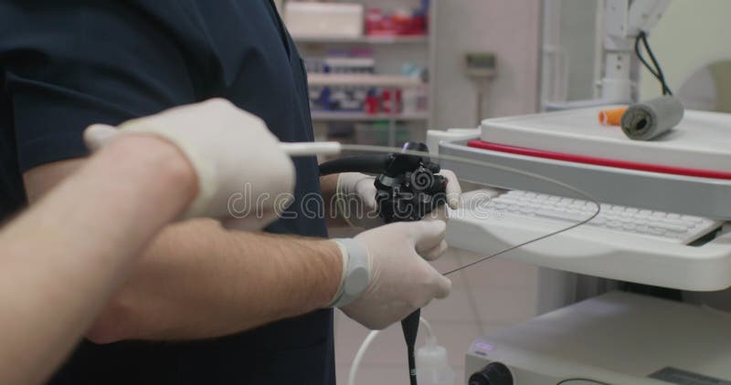 Taking a Biopsy during an Endoscopic Examination. Close-up of the ...