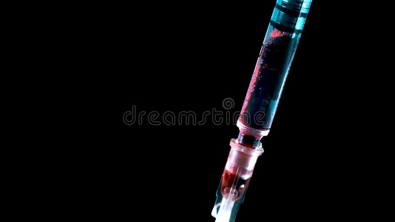 Taking Blood with a Syringe. Addict`s Infected Blood Stock Image ...