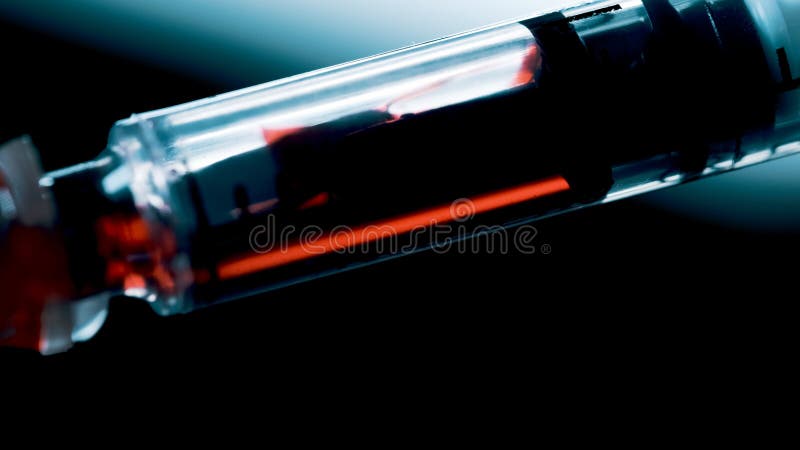 Taking Blood with a Syringe. Addict`s Infected Blood Stock Photo ...