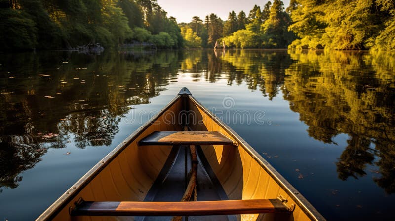 Taking Boat Ride or Canoe Around Lake. AI Generated Stock Illustration ...