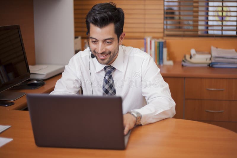 Taking a Call from a Customer Stock Image - Image of call, smile: 34488533