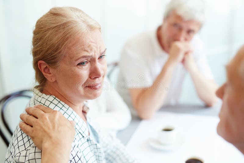 Taking Care of Crying Friend Stock Image - Image of empathy, retired ...