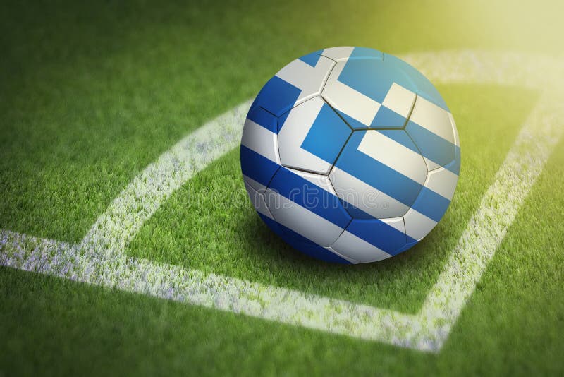 Taking a Corner with Greece Flag Soccer Ball Stock Illustration ...