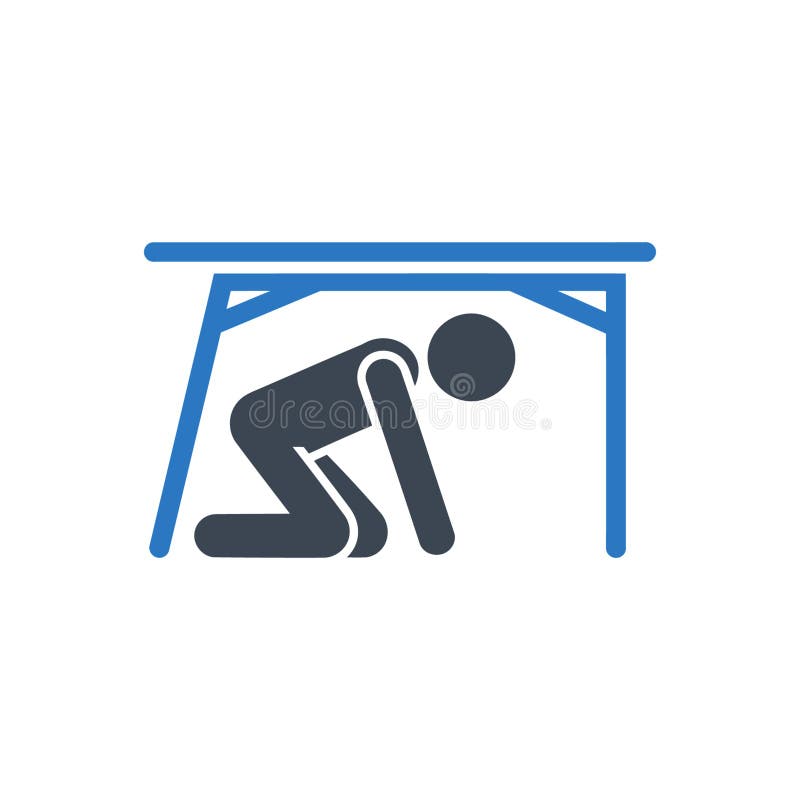 Taking Cover Under Table Icon Stock Illustration - Illustration of ...