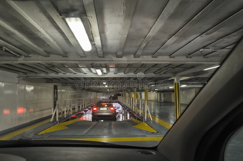 Ramp on Ferry Bow with Yacht and Island Background a Lifted Ramp on a ...