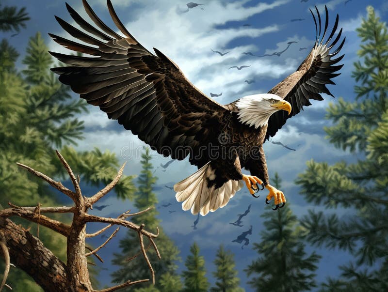 Taking Flight from a Tree Made with Generative AI Illustration Stock ...