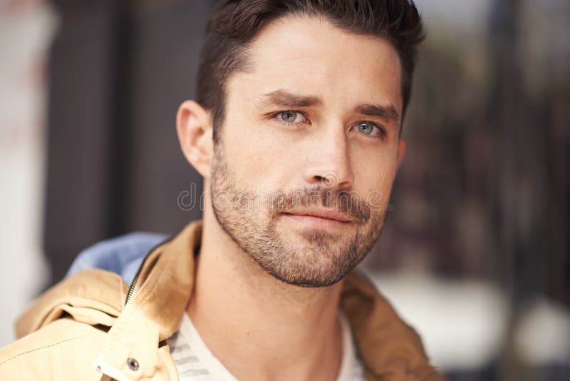 Taking His Stroll Seriously. a Handsome Man Standing Outdoors. Stock ...