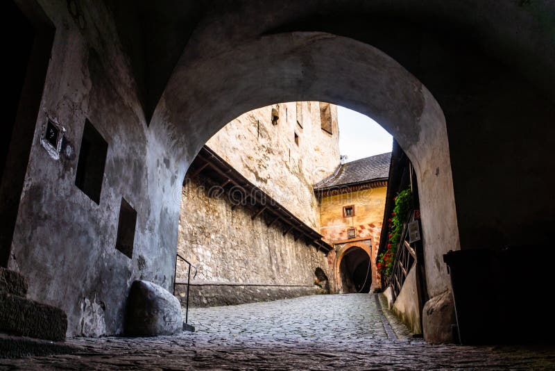 Taking a Look Inside of an Old Castle through the Gateway Stock Image ...