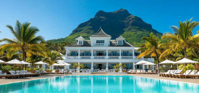 Taking a Luxury Tropical Vacation. Relaxing by the Pool in the Spa on ...