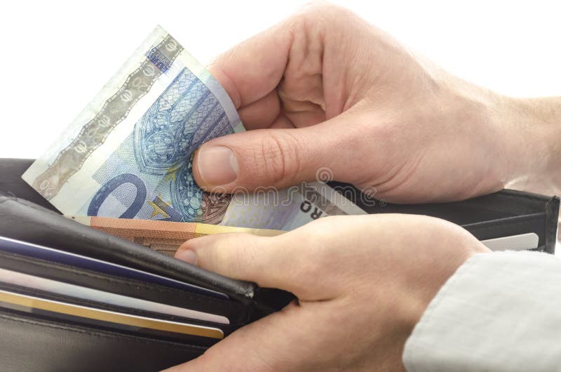Taking Money Out of a Wallet Stock Image - Image of euro, customer ...