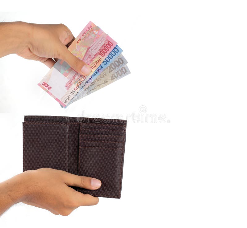 Man Hand Takes Money from a Black Wallet Stock Image - Image of ...