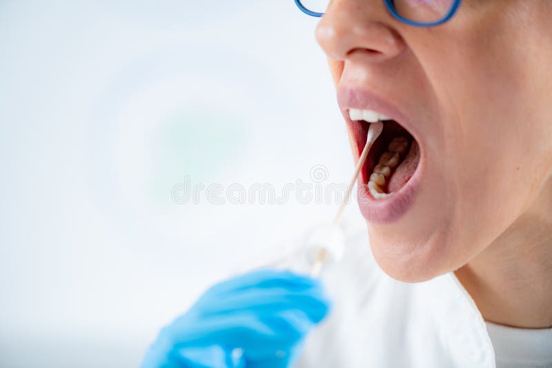 Taking a Mouth Swab for DNA Analysis Stock Photo - Image of glove ...