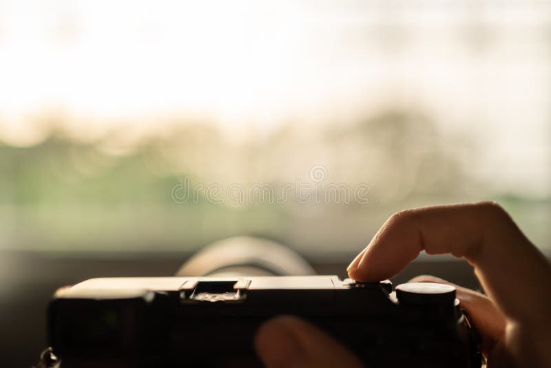 Taking a Nature Photography by Pressing a Shutter Button Stock Photo ...