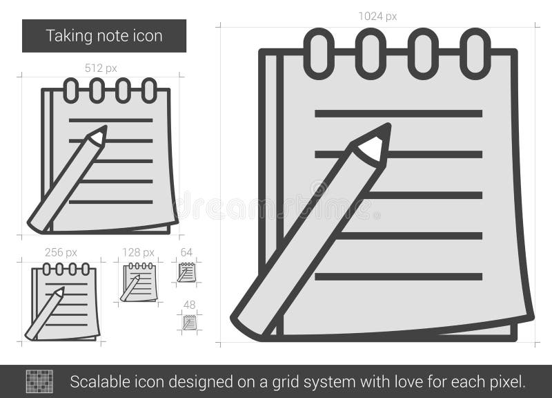 Taking note line icon. stock vector. Illustration of design - 80688997