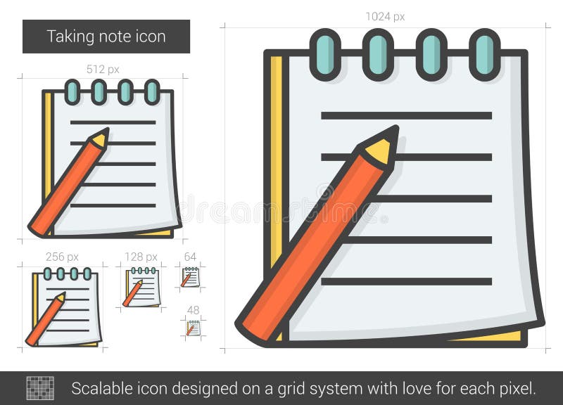 Taking note line icon. stock vector. Illustration of empty - 85916976
