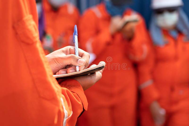 Taking Note during Perform Safety Audit and Inspection. Stock Photo ...