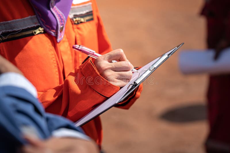 Taking Note during Perform Safety Audit and Inspection. Stock Image ...