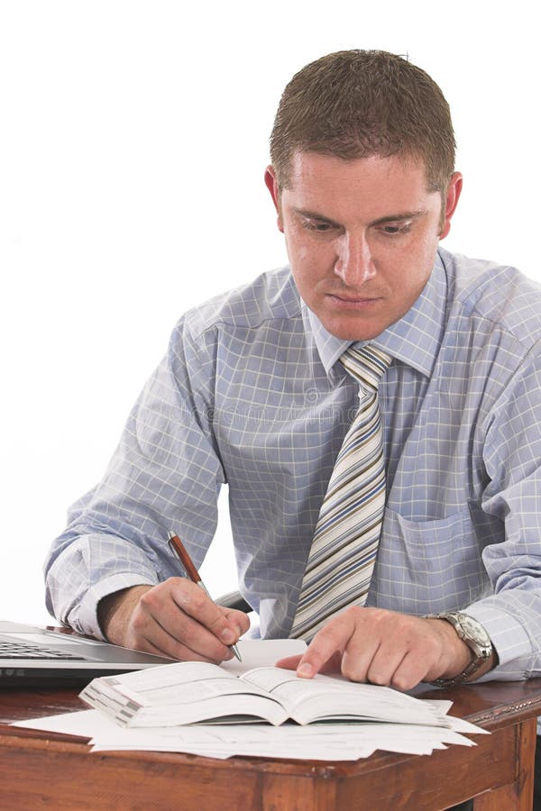 Taking notes stock photo. Image of ginger, computer, desk - 1470960