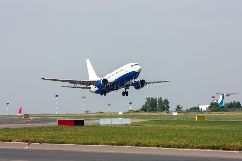 Taking Off the Passenger Plane Stock Image - Image of fuselage ...