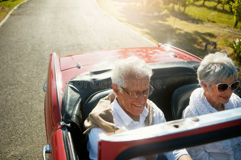 Taking Off on a Road Trip. a Senior Couple Going on a Road Trip. Stock ...
